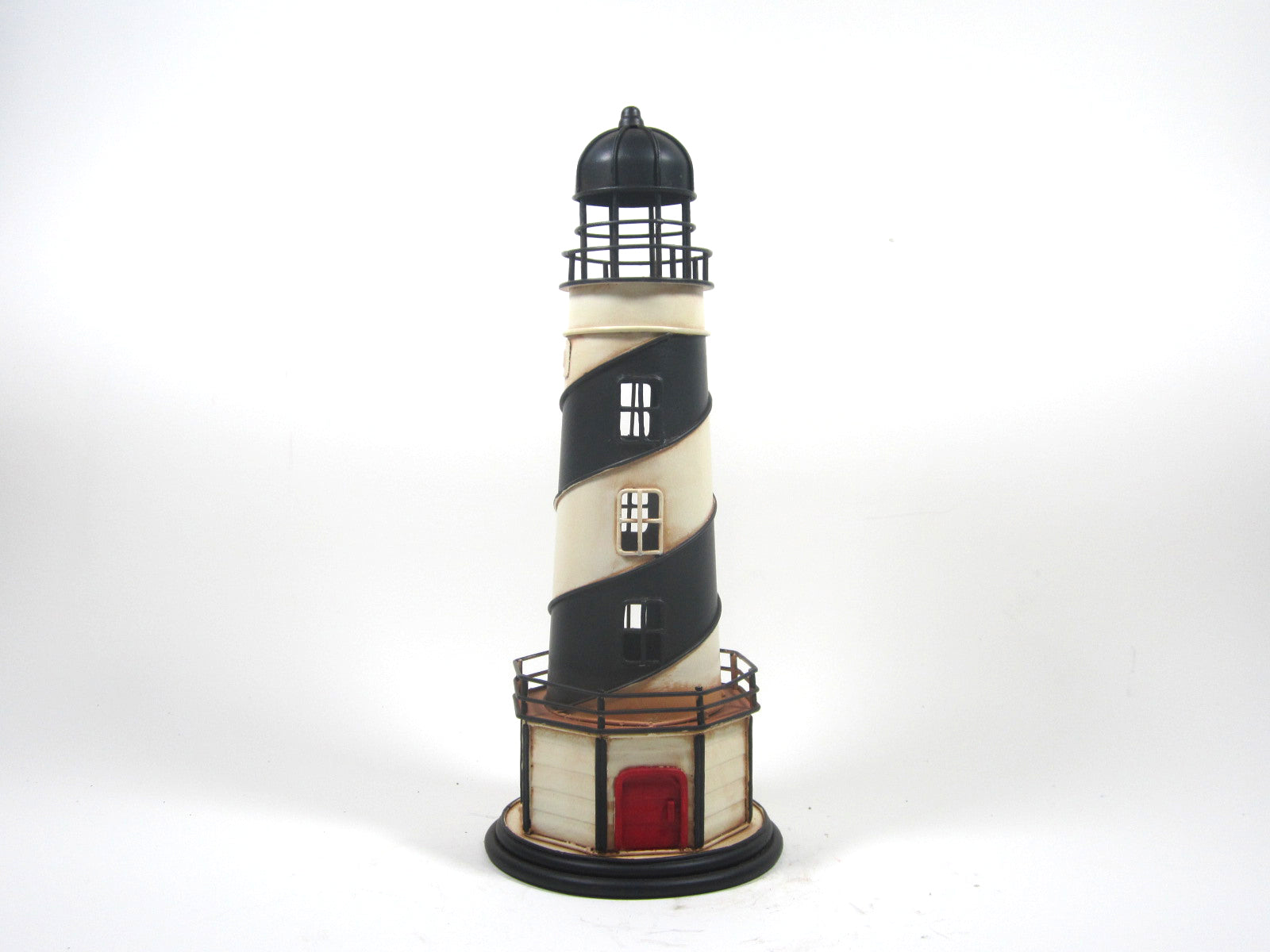 Handmade Black & White Metal Lighthouse Coin Bank – Nautical Coastal D ...